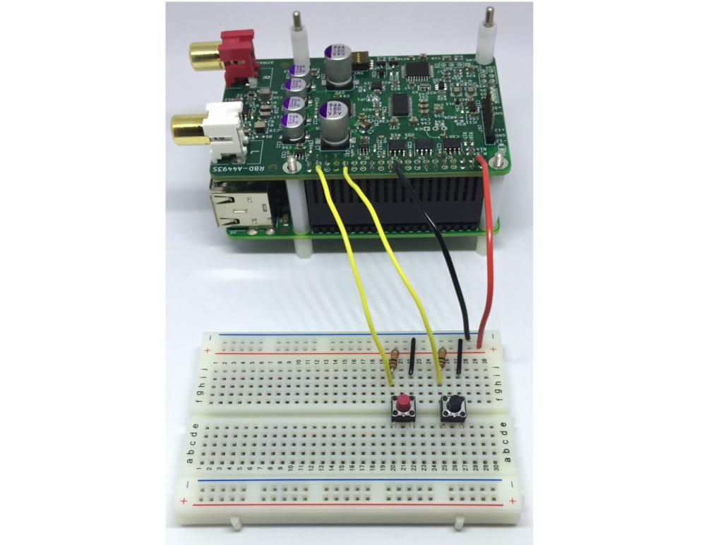 VolumioのGPIO Buttonsプラグインでボタン操作